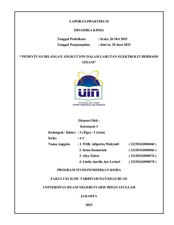 (PDF) Laporan Praktikum Dinamika Kimia 23C Kelompok 3 Penentuan ...