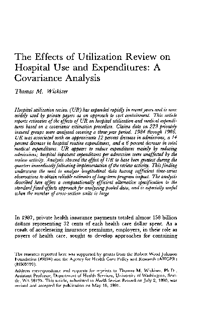 (PDF) The effects of utilization review on hospital use and ...