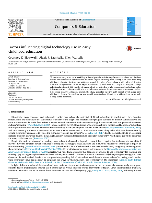 (PDF) Factors influencing digital technology use in early childhood ...