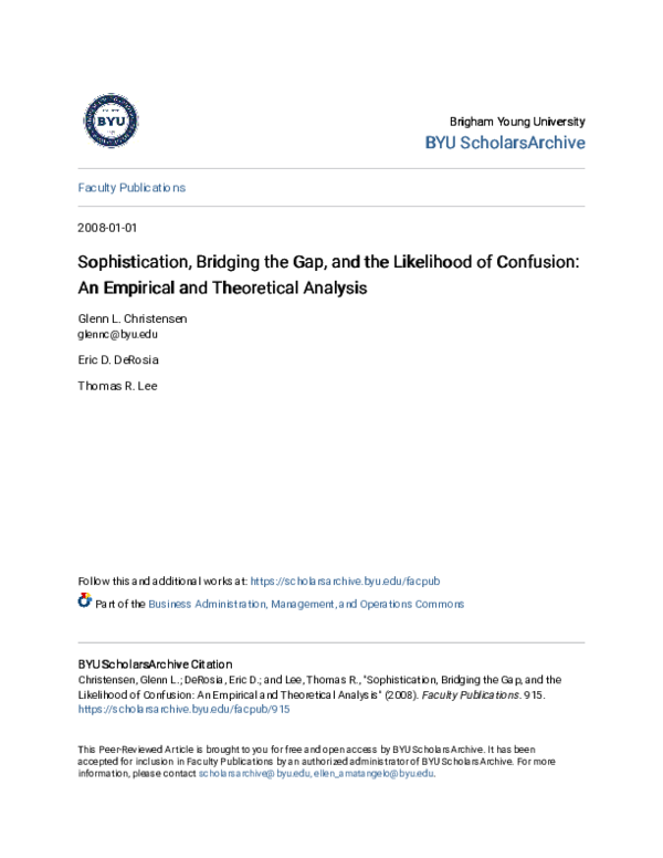 (PDF) Sophistication, Bridging the Gap, and the Likelihood of Confusion: An Empirical and ...