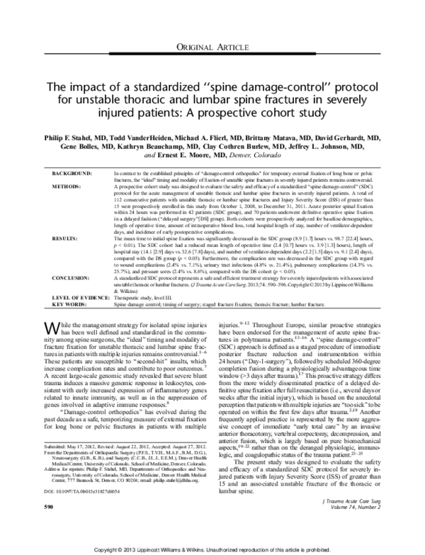(PDF) The impact of a standardized “spine damage-control” protocol for ...