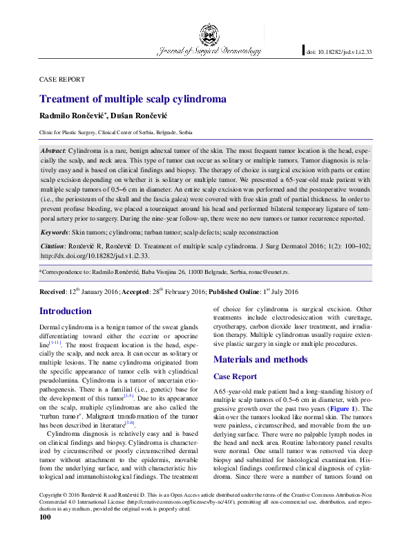 (PDF) Treatment of multiple scalp cylindroma