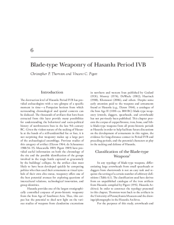 (PDF) Blade-type Weaponry of Hasanlu Period IVB
