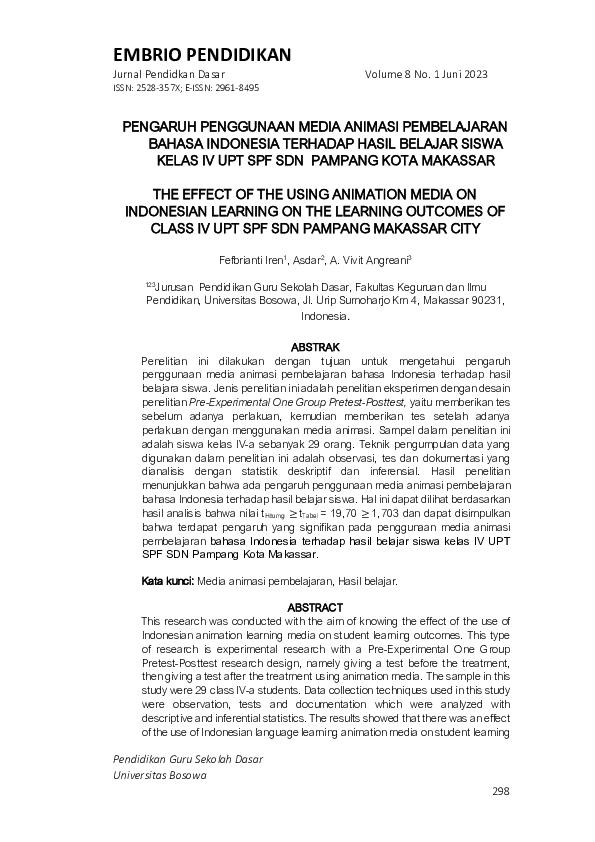 (PDF) Pengaruh Penggunaan Media Animasi Pembelajaran Bahasa Indonesia ...