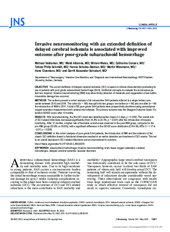 (PDF) Invasive neuromonitoring with an extended definition of delayed ...