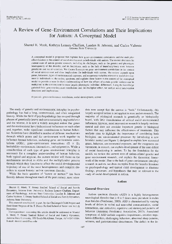 (PDF) A review of gene–environment correlations and their implications for autism: A conceptual ...