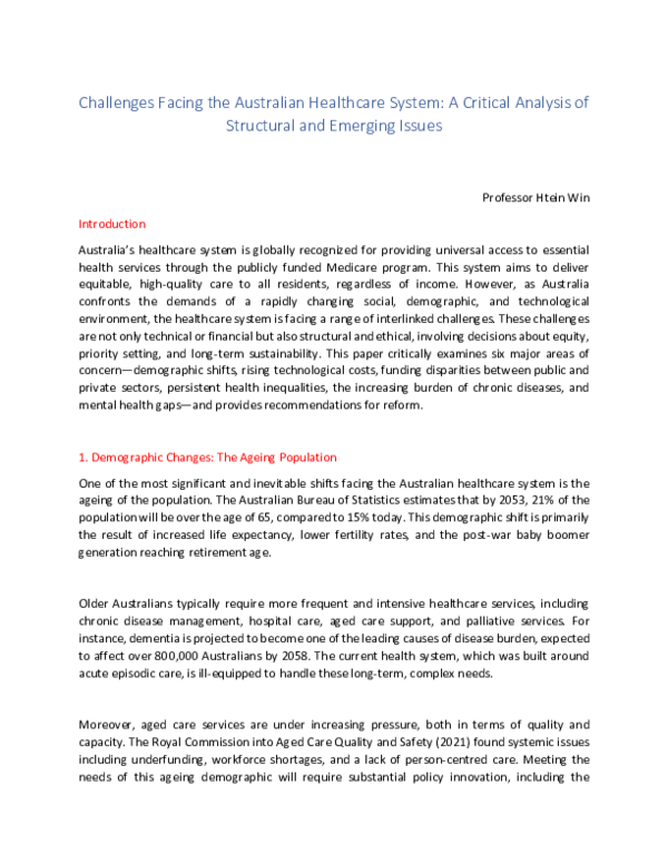 (PDF) Challenges Facing the Australian Healthcare System: A Critical ...