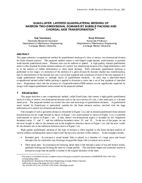 (PDF) Quad-Layer: Layered Quadrilateral Meshing of Narrow Two ...