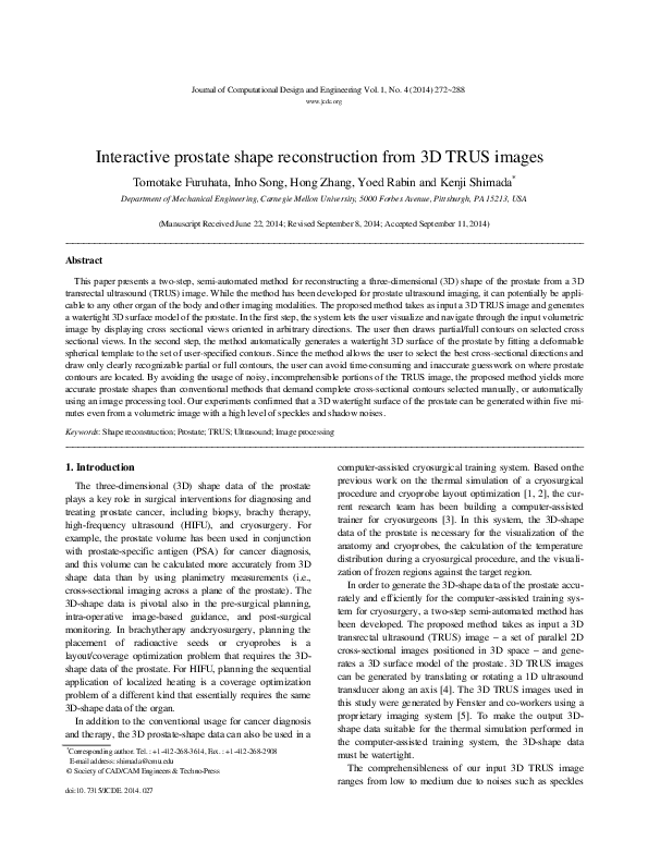 (PDF) Interactive prostate shape reconstruction from 3D TRUS images