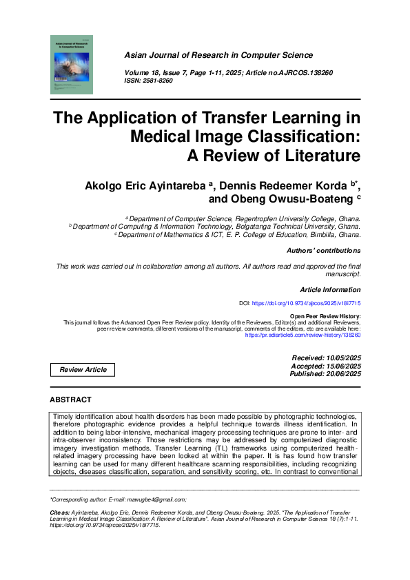 (PDF) The Application of Transfer Learning in Medical Image ...