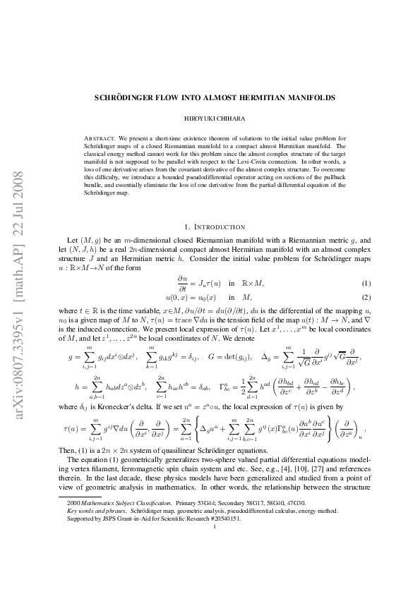 (PDF) Schrödinger flow into almost Hermitian manifolds
