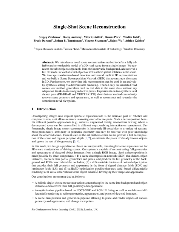 (PDF) Single-Shot Scene Reconstruction