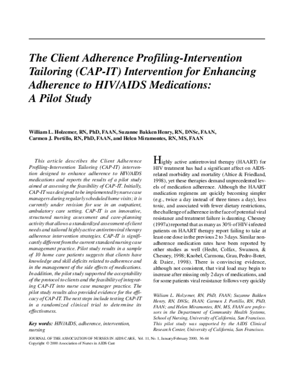 (PDF) The Client Adherence Profiling-Intervention Tailoring (CAP-IT ...