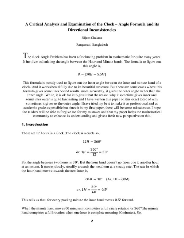 (PDF) A Critical Analysis and Examination of the Clock -Angle Formula ...