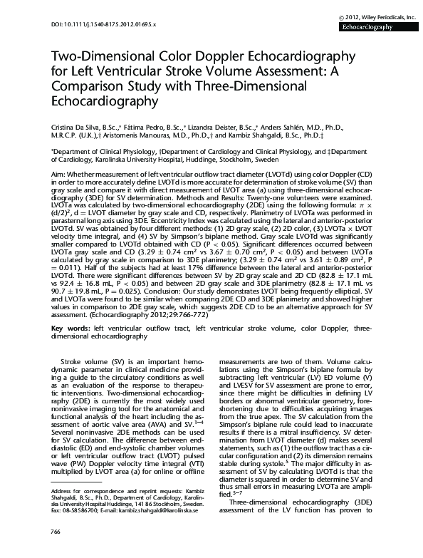 (PDF) Two‐Dimensional Color Doppler Echocardiography for Left ...