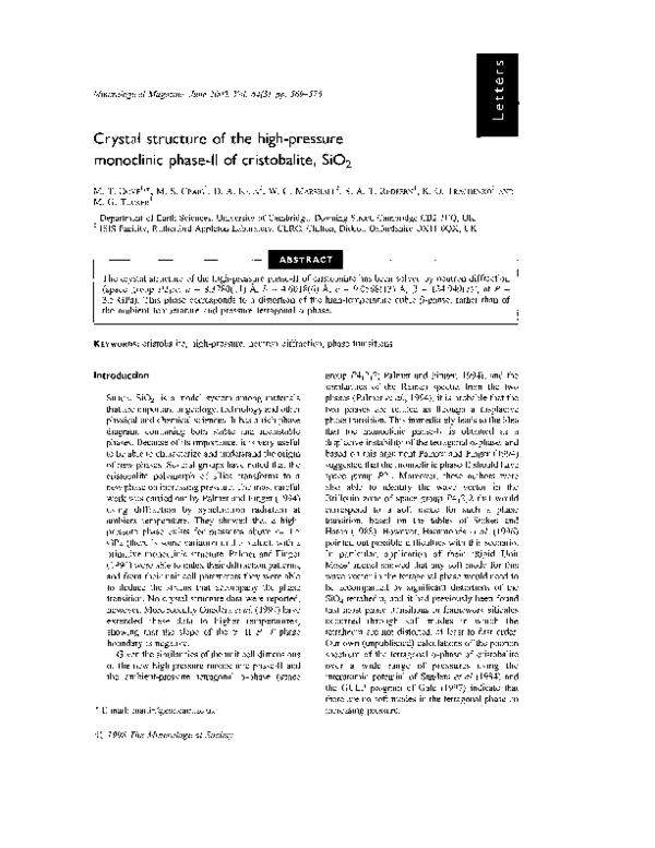 (PDF) Crystal structure of the high-pressure monoclinic phase-II of ...