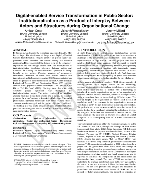 (PDF) Digital-enabled Service Transformation in Public Sector