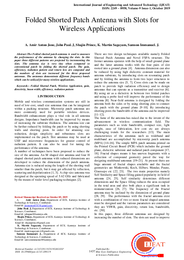 (PDF) Folded Shorted Patch Antenna with Slots for Wireless Applications