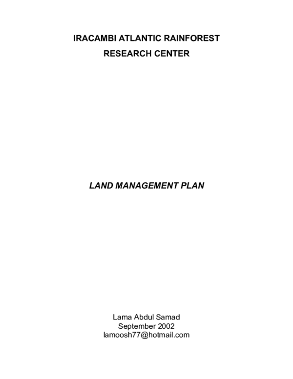 (PDF) LAND MANAGEMENT PLAN