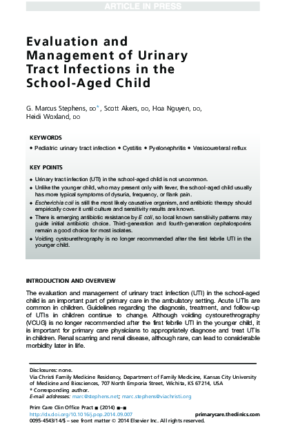 (PDF) Evaluation and management of urinary tract infections in the neonate