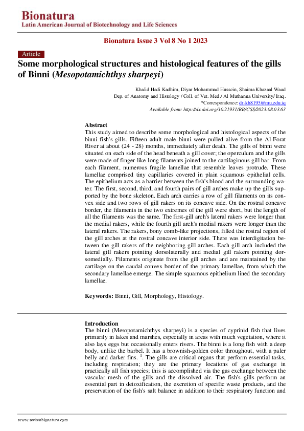 (PDF) Some morphological structures and histological features of the ...