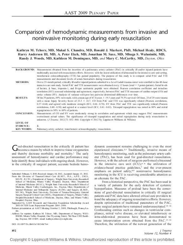 (PDF) Comparison of hemodynamic measurements from invasive and ...