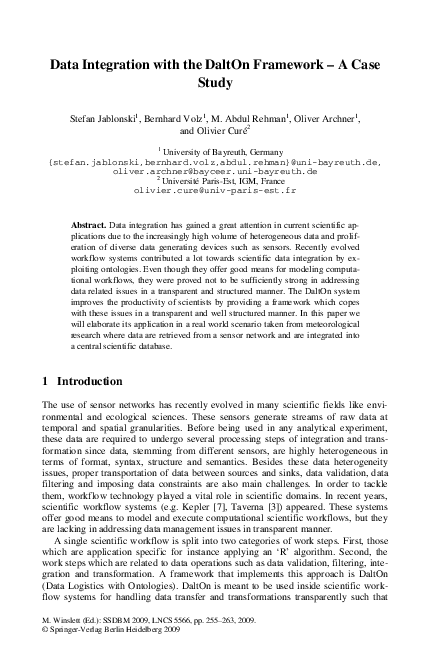 (PDF) Data Integration with the DaltOn Framework – A Case Study