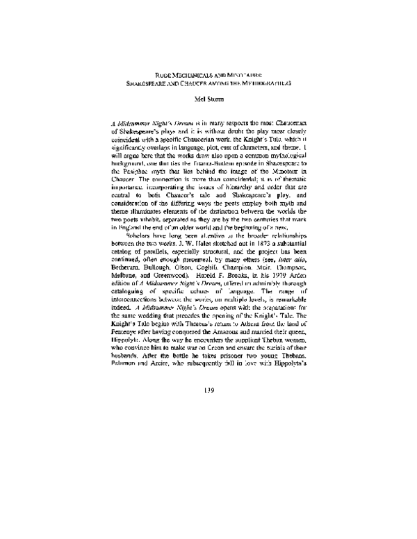 (PDF) Rude Mechanicals and Minotaurs: Shakespeare and Chaucer among the ...