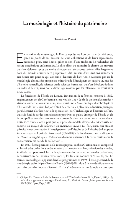 (PDF) Dominique Poulot - Muséologie et histoire du patrimoine