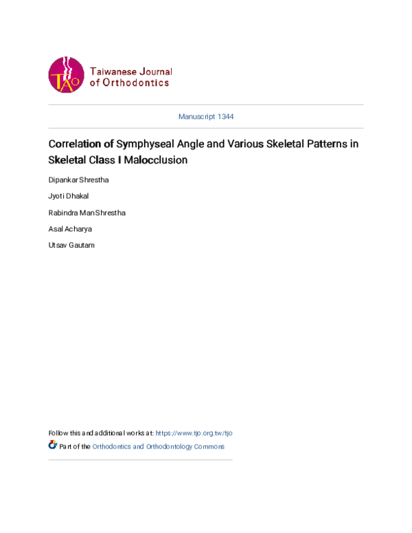 (PDF) Correlation of Symphyseal Angle and Various Skeletal Patterns in ...