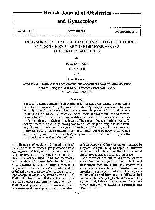 (PDF) Diagnosis of the Luteinized Unruptured Follicle Syndrome by ...