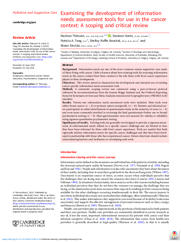 (PDF) Examining the development of information needs assessment tools ...