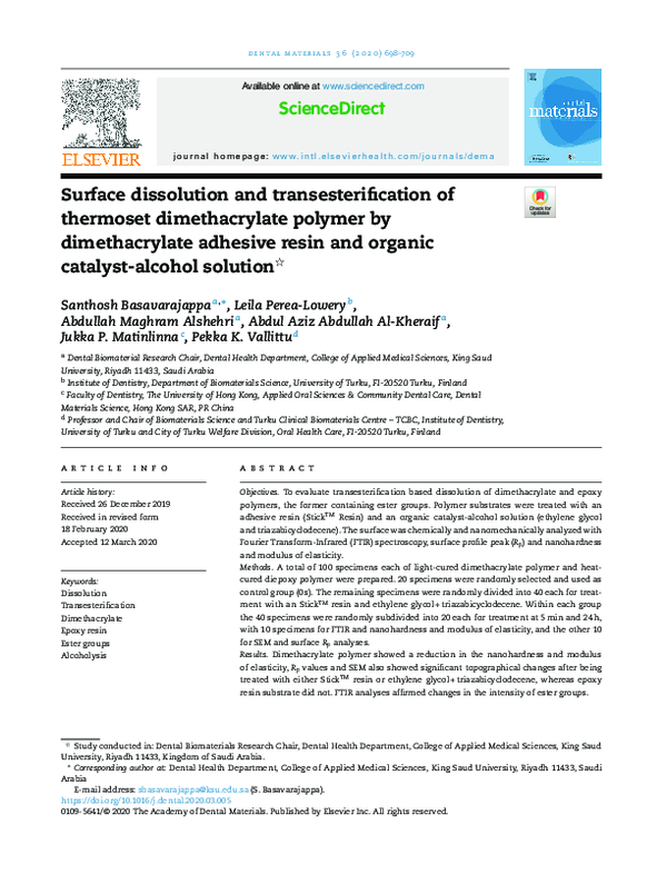 (PDF) Surface dissolution and transesterification of thermoset ...