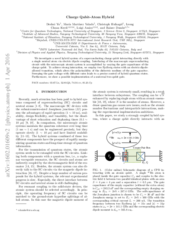 (PDF) Charge-qubit–atom hybrid