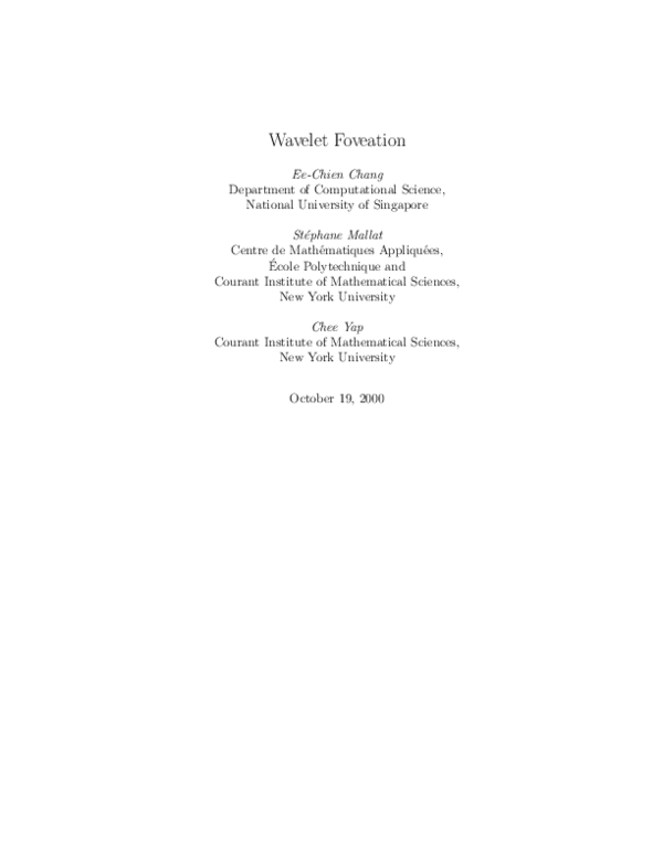 (PDF) Wavelet Foveation