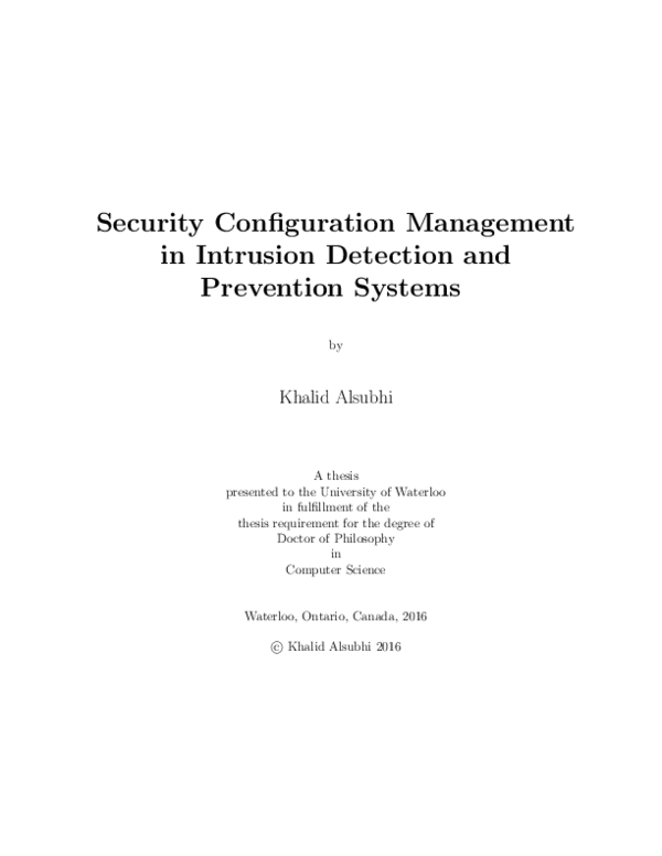 (PDF) Security configuration management in intrusion detection and ...