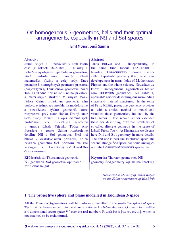 (PDF) On homogeneous 3-geometries, balls and their optimal arrangements ...