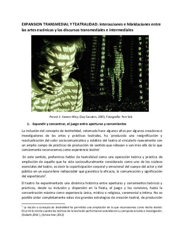 (PDF) EXPANSION TRANSMEDIAL Y TEATRALIDAD: interacciones e ...
