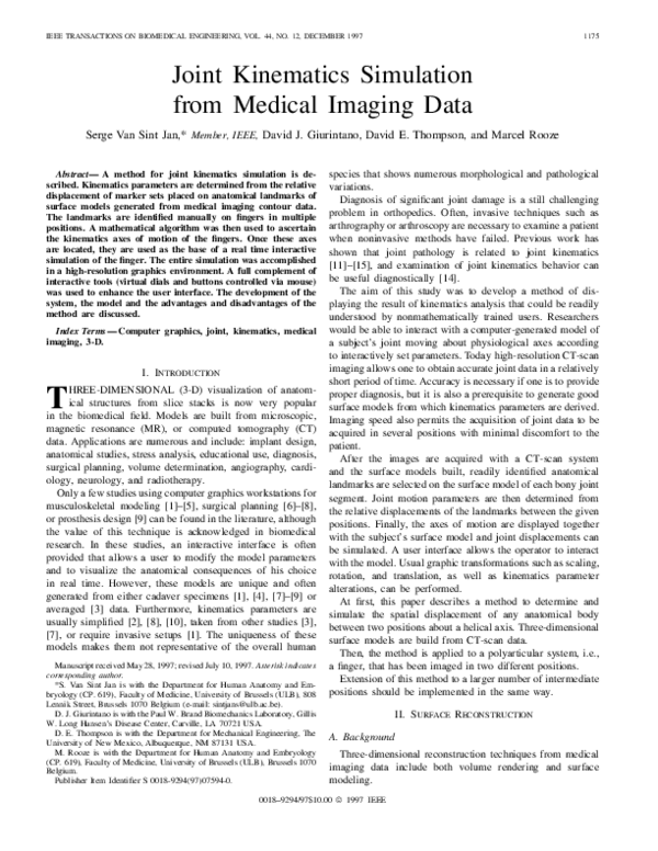 (PDF) Joint kinematics simulation from medical imaging data