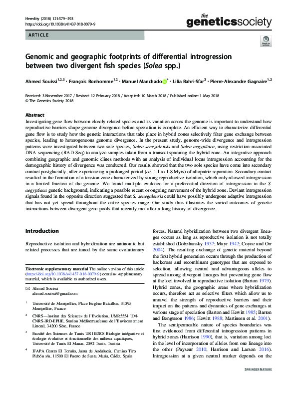 (PDF) Genomic and geographic footprints of differential introgression ...