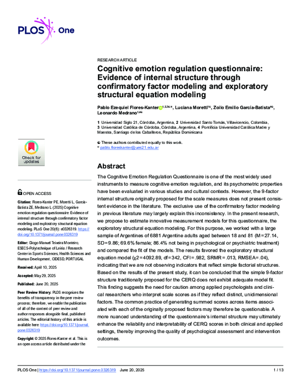 (PDF) Cognitive emotion regulation questionnaire: Evidence of internal structure through ...