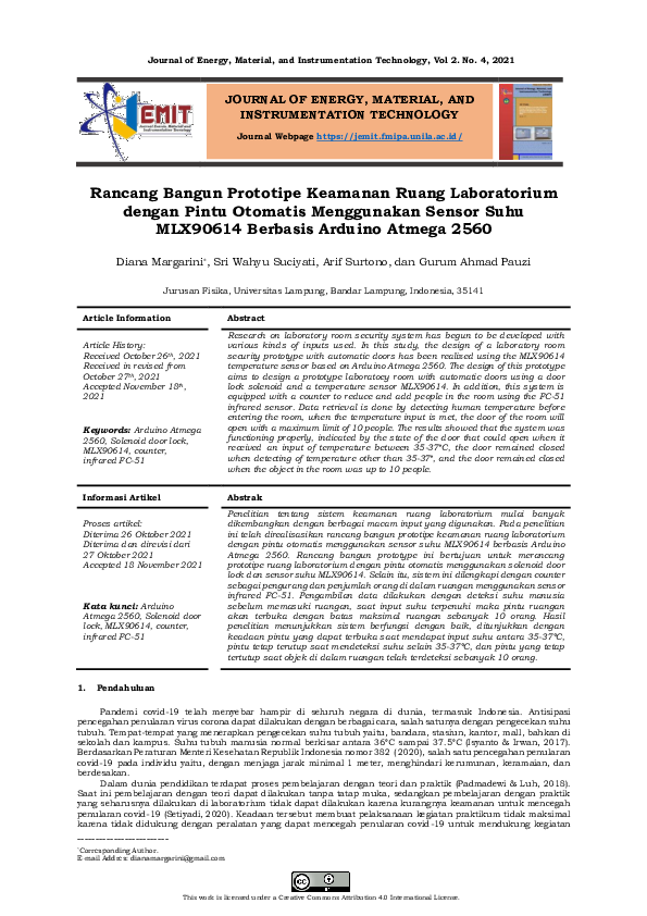 (PDF) Rancang Bangun Prototipe Keamanan Ruang Laboratorium dengan Pintu ...
