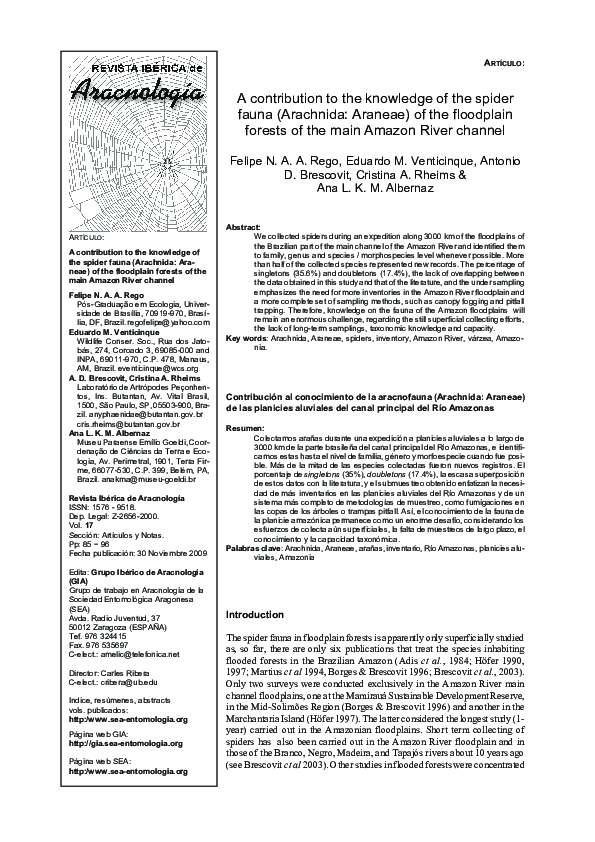 (PDF) A contribution to the knowledge of the spider fauna (Arachnida ...