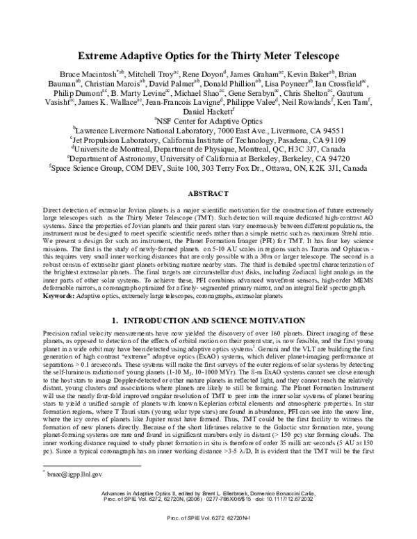 (PDF) Extreme adaptive optics for the Thirty Meter Telescope