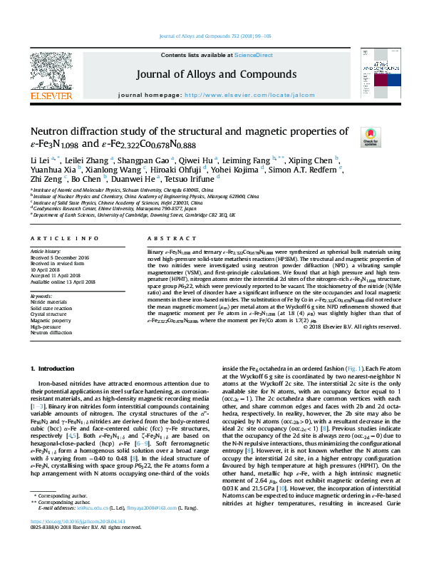 (PDF) Neutron diffraction study of the structural and magnetic properties of the R2Fe17Hx(Dx ...