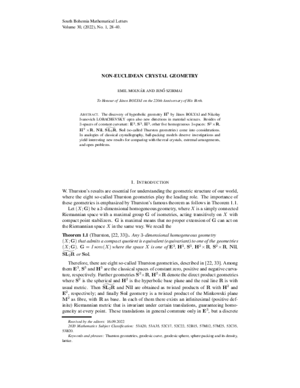 (PDF) NON-EUCLIDEAN CRYSTAL GEOMETRY