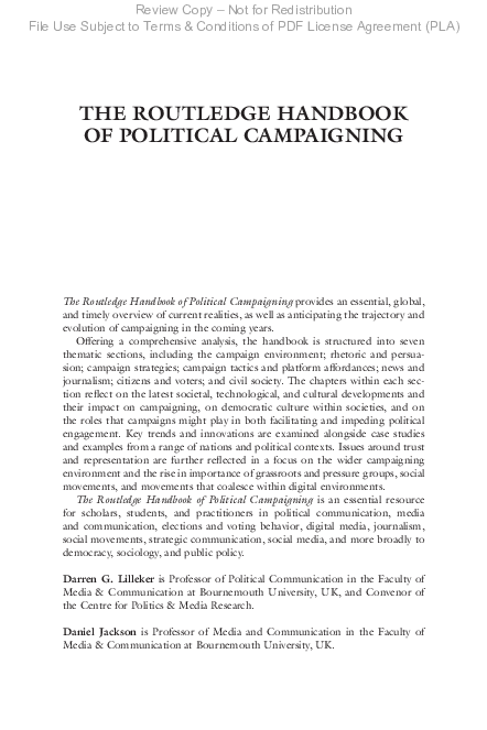 (PDF) THE ROUTLEDGE HANDBOOK OF POLITICAL CAMPAIGNING