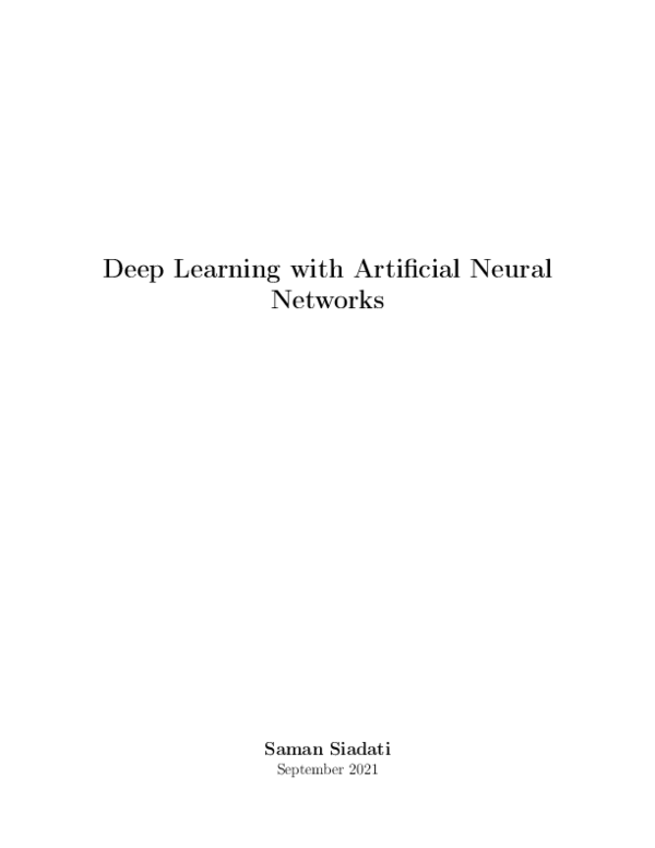 (PDF) Deep Learning with Artificial Neural Networks