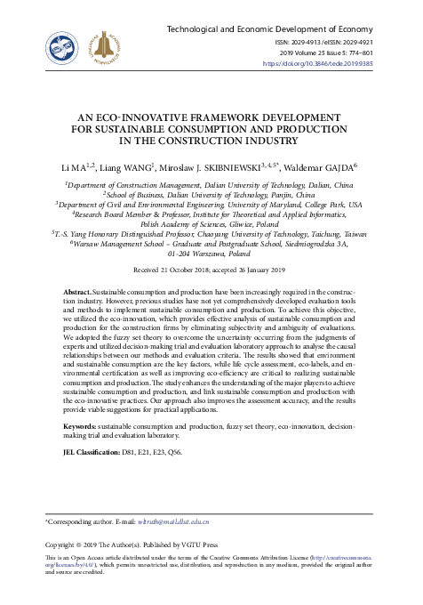 (PDF) An Eco-Innovative Framework Development for Sustainable ...