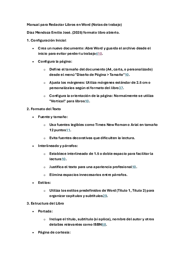 (PDF) Manual para Redactar Libros en Word (Notas de trabajo